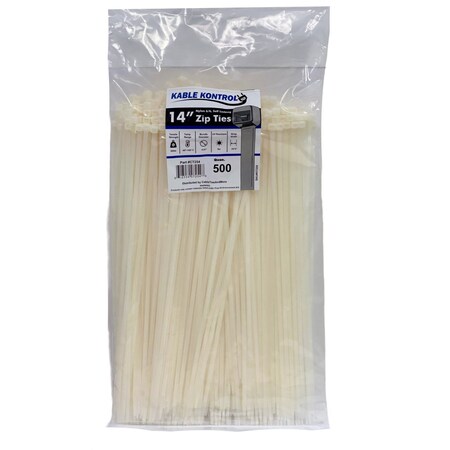 Kable Kontrol Kable Kontrol® Clear Zip Ties - 14" Inch Long - Natural Nylon - 50 Lbs Tensile ...